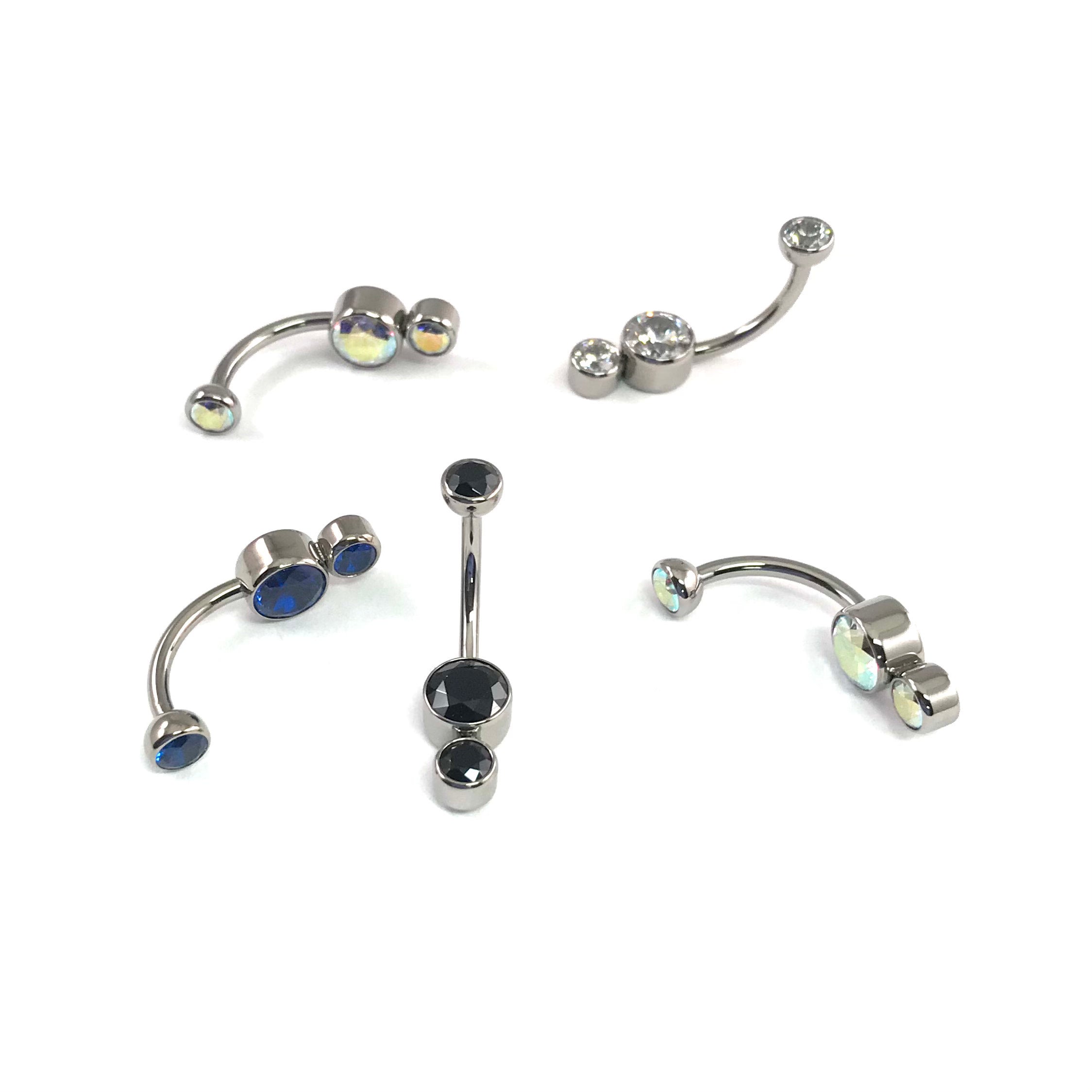 Industrial Strength Gemini Bezel Set Gem Navel Ring | Integrity Body Arts